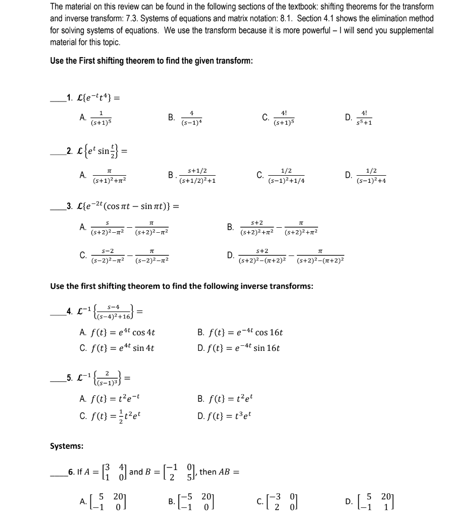 Solved The material on this review can be found in the | Chegg.com