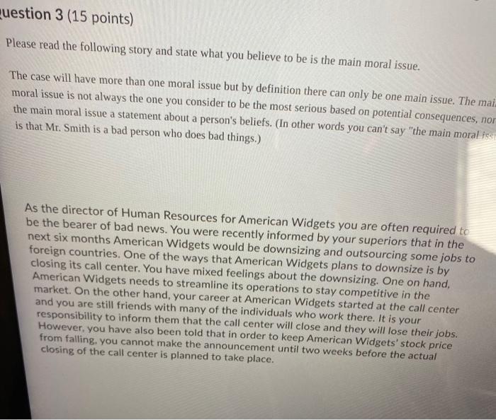 Solved question 3 (15 points) Please read the following | Chegg.com