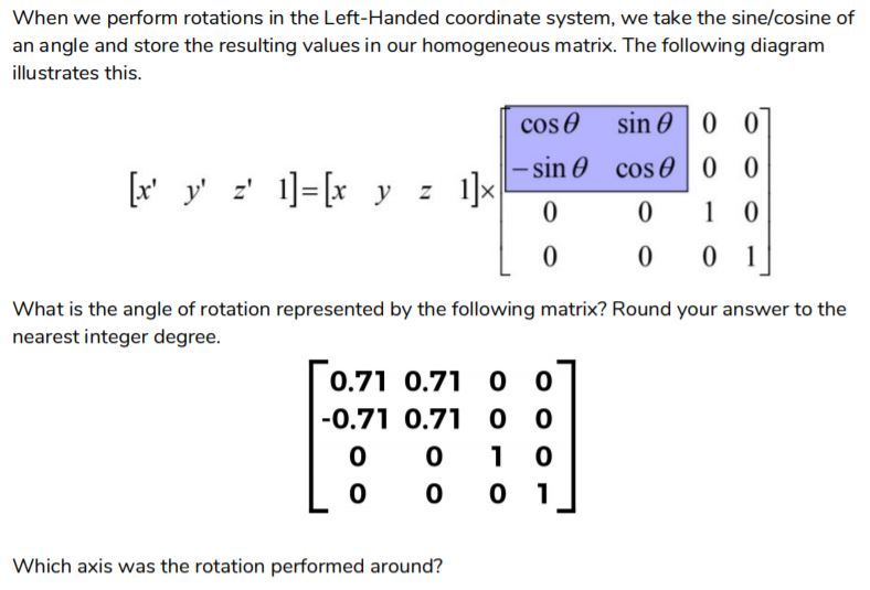 Solved When we perform rotations in the Left-Handed | Chegg.com