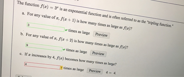 Solved The function f(x) 3 is an exponential function and is | Chegg.com