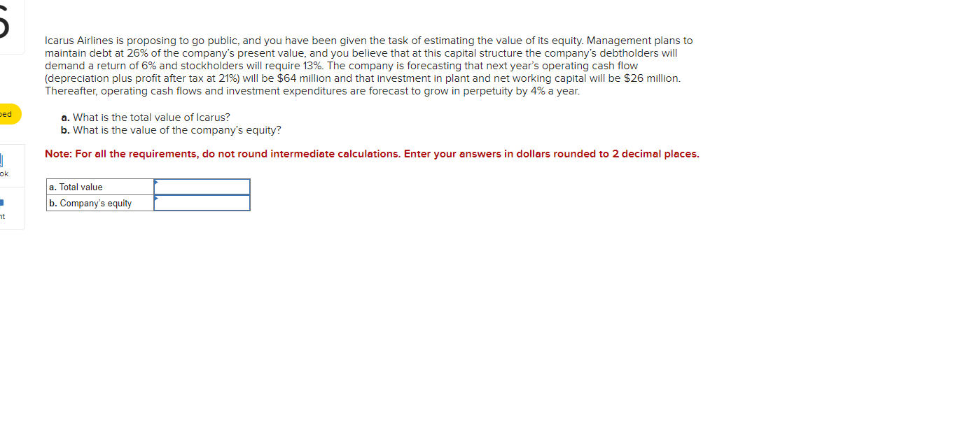 Solved Icarus Airlines is proposing to go public, and you | Chegg.com