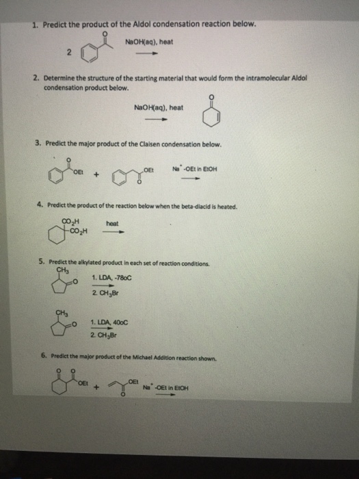 Solved Predict the product of the Aldol condensation | Chegg.com