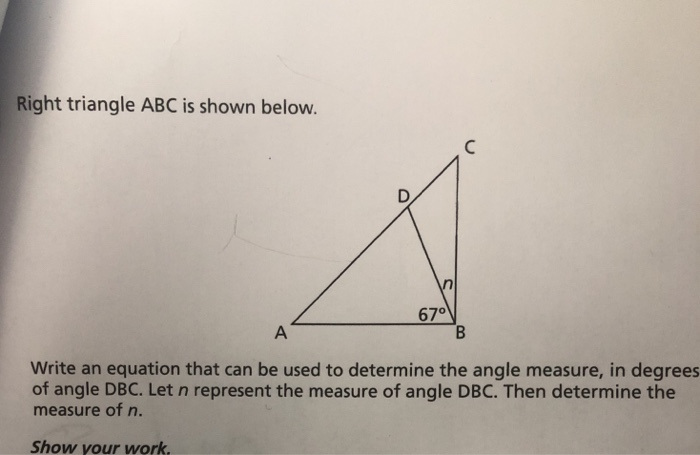 Solved Right triangle ABC is shown below. 67° Write an | Chegg.com