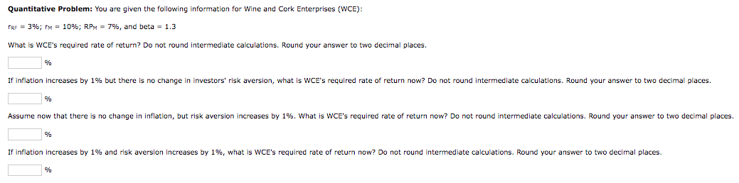 Solved Quantitative Problem: You are given the following | Chegg.com