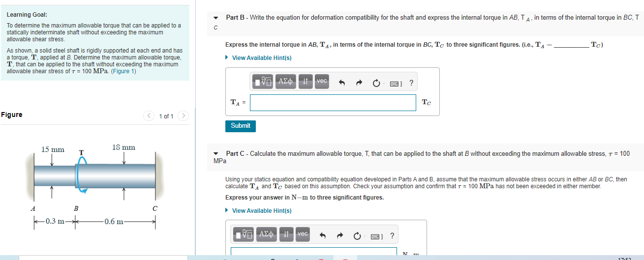 Solved Learning Goal: To determine the maximum allowable | Chegg.com