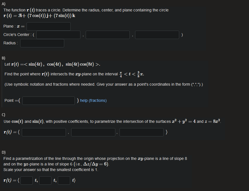 Solved A) The function r(t) traces a circle. Determine the | Chegg.com