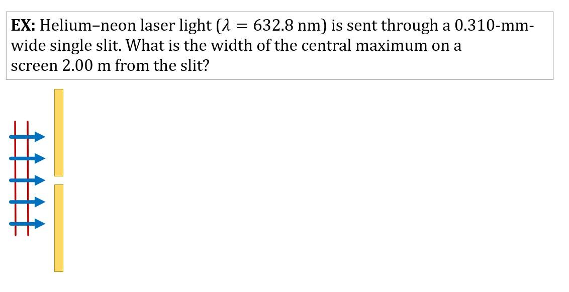 Solved EX: Helium-neon laser light (λ=632.8 nm) is sent | Chegg.com