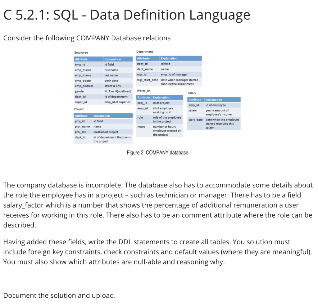 Solved C 5.2.1: SQL - Data Definition Language Consider the | Chegg.com