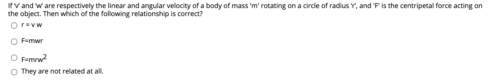 Solved If 'V' and 'w' are respectively the linear and | Chegg.com