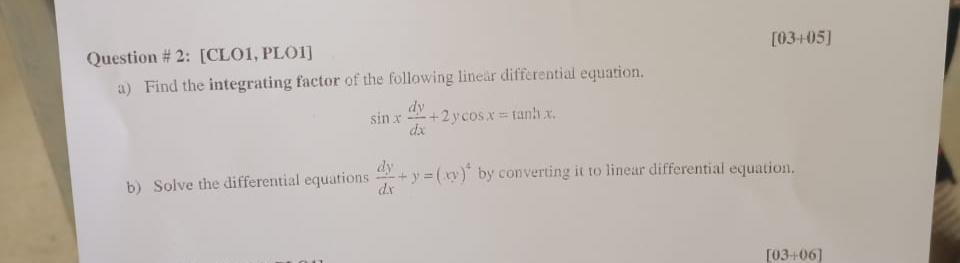Solved a) Find the integrating factor of the following | Chegg.com