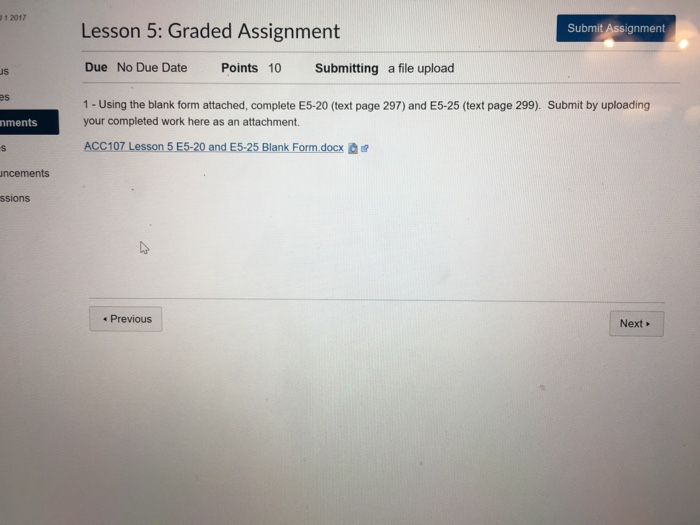 Solved 1 2017 Submit Assignment Lesson 5: Graded Assignment | Chegg.com