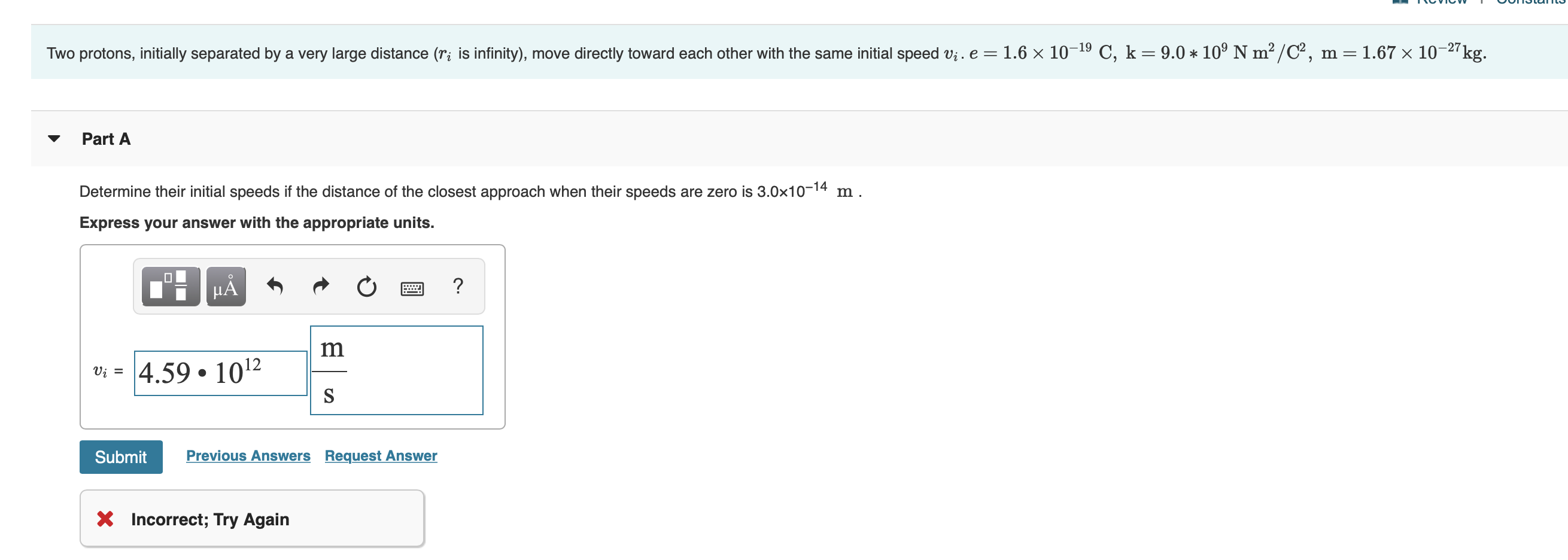 Solved Two protons, initially separated by a very large | Chegg.com