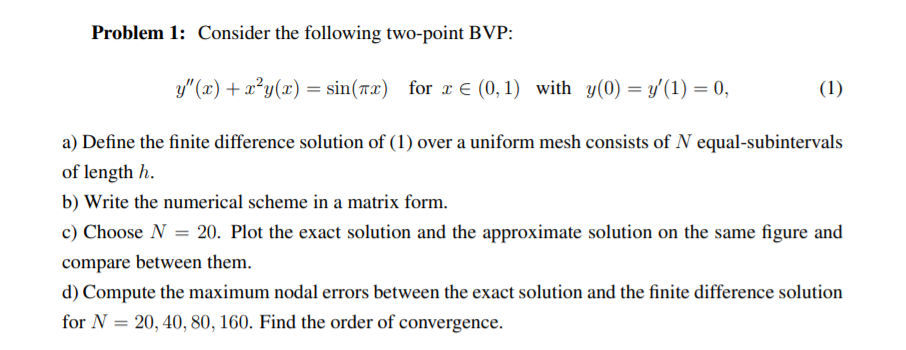 Problem 1: Consider the following two-point BVP: | Chegg.com