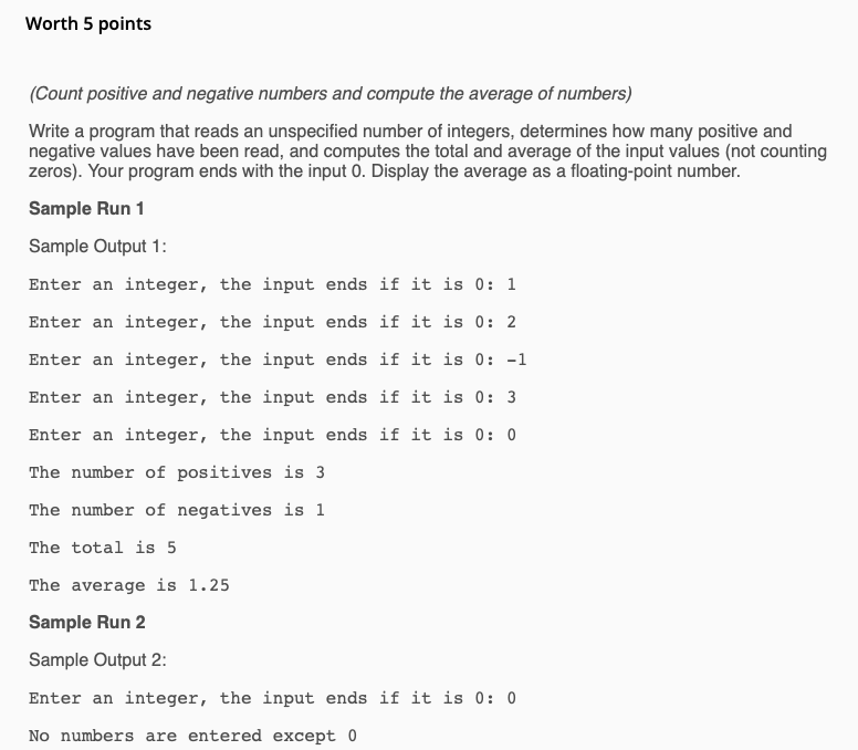 Solved USING PYTHON Count Positive And Negative Numbers Chegg