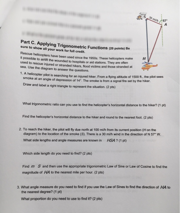 Solved . Applying Trigonometric Functions (20 points) Be | Chegg.com