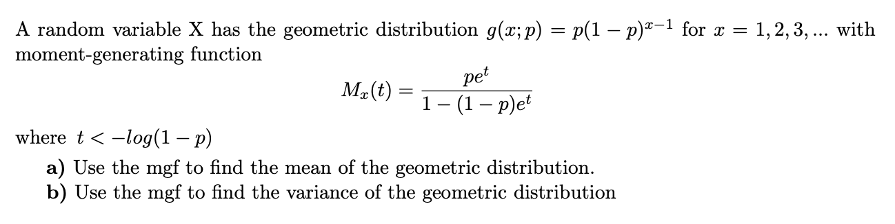 Solved A random variable X has the geometric distribution | Chegg.com