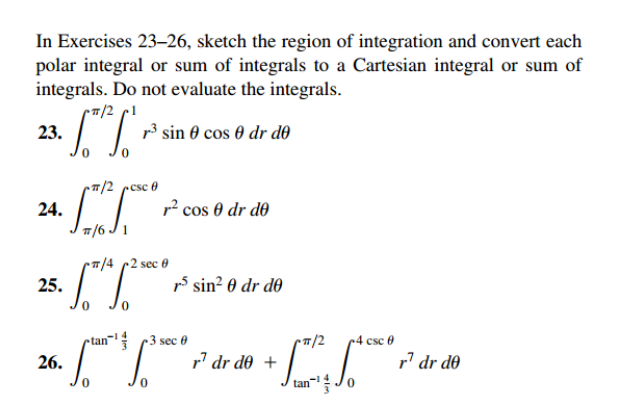 Solved In Exercises 23-26, ﻿sketch the region of integration | Chegg.com