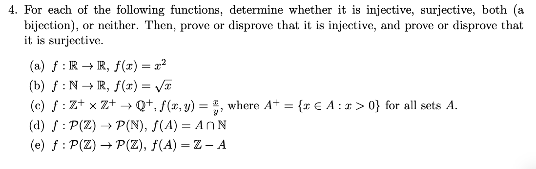 Solved 4. For each of the following functions, determine | Chegg.com