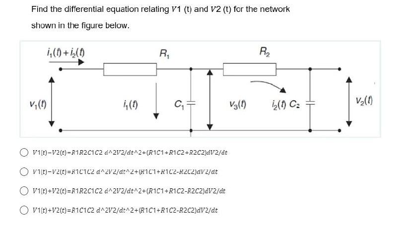 Solved Find the differential equation relating V1 (t) and V2 | Chegg.com