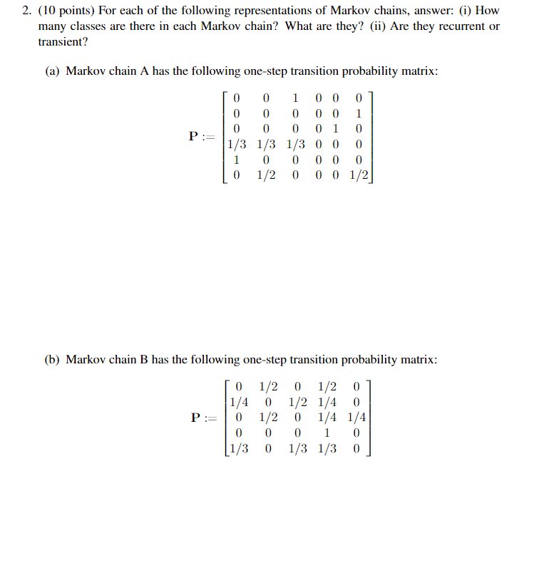 Solved 2. (10 points) For each of the following | Chegg.com