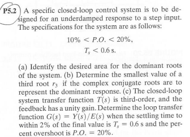 Solved (2) A specific closed-loop control system is to be | Chegg.com