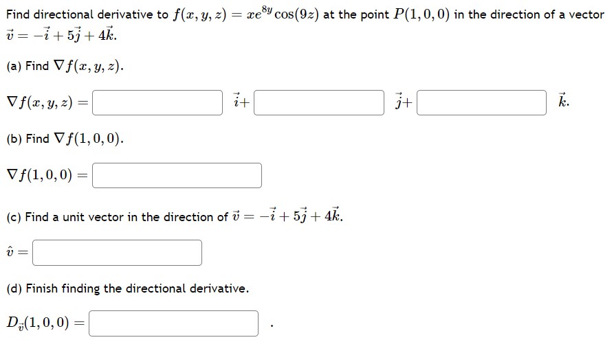 Solved Find directional derivative | Chegg.com