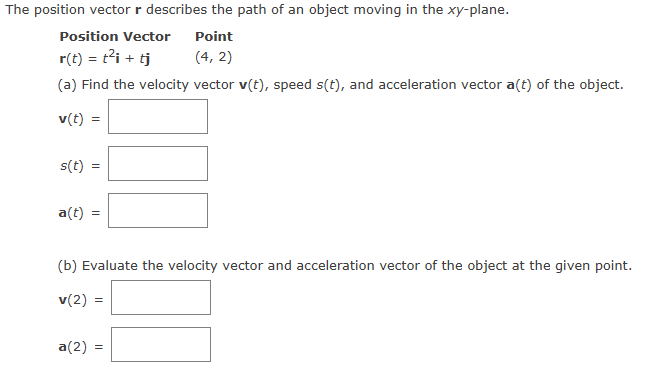 Solved The position vector r describes the path of an object | Chegg.com
