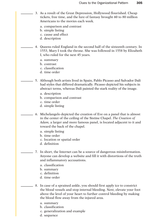 CLUES TO THE ORGANIZATIONAL PATTERN Learning | Chegg.com