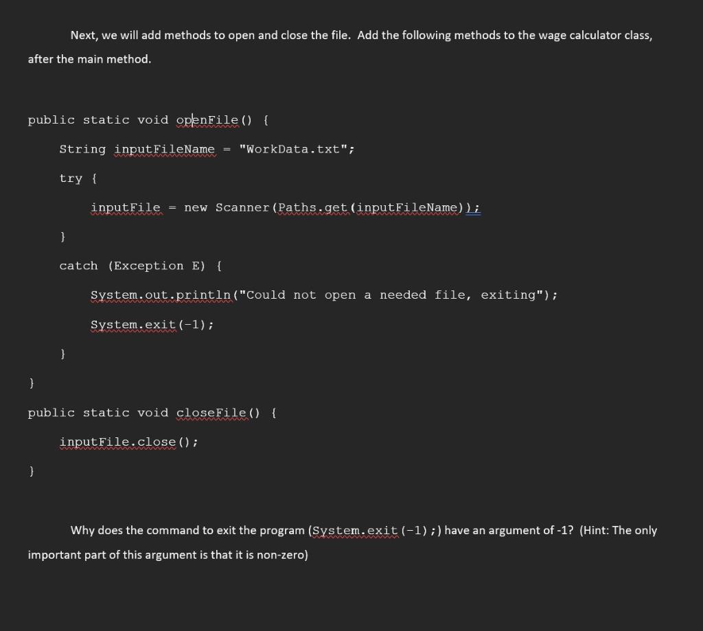 Solved Part 1: Reading from a Text File with Scanner Start | Chegg.com