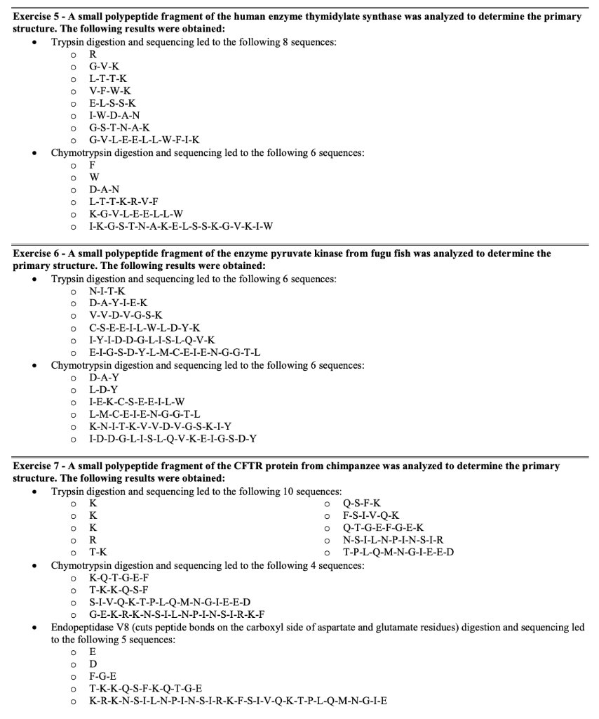 Solved O . O O Exercise 4 - determine the primary structure | Chegg.com
