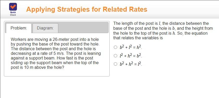 Solved Applying Strategies for Related Rates Quick Check | Chegg.com