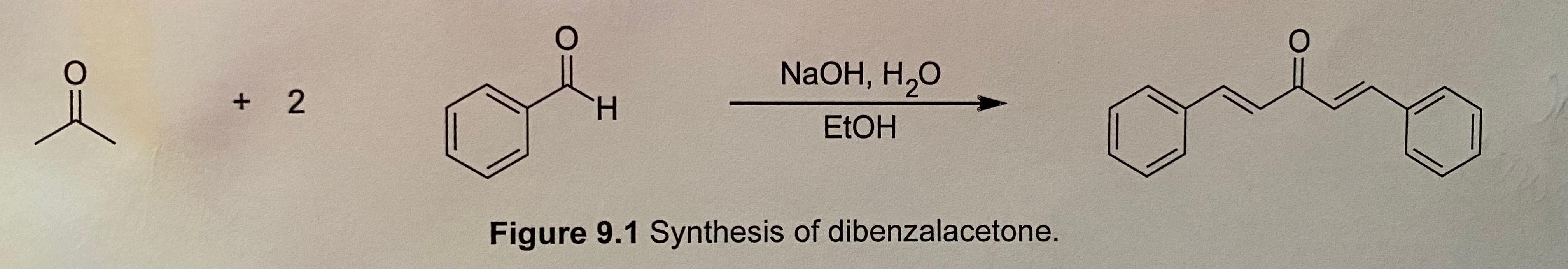 Solved Figure 9.1 Synthesis of dibenzalacetone.1. What would | Chegg.com