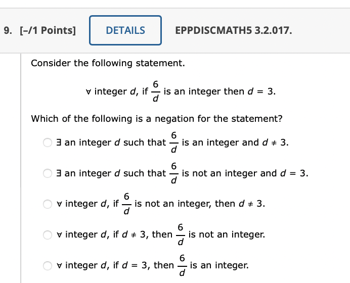 Solved ∀ Integer D If Dv Is An Integer Then D3 Which Of 