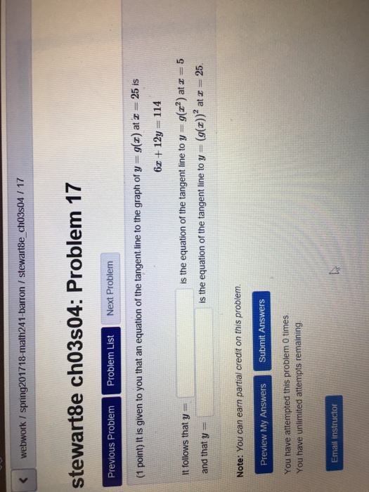 Solved webwork / spring201718-math241-barron / stewartBe | Chegg.com