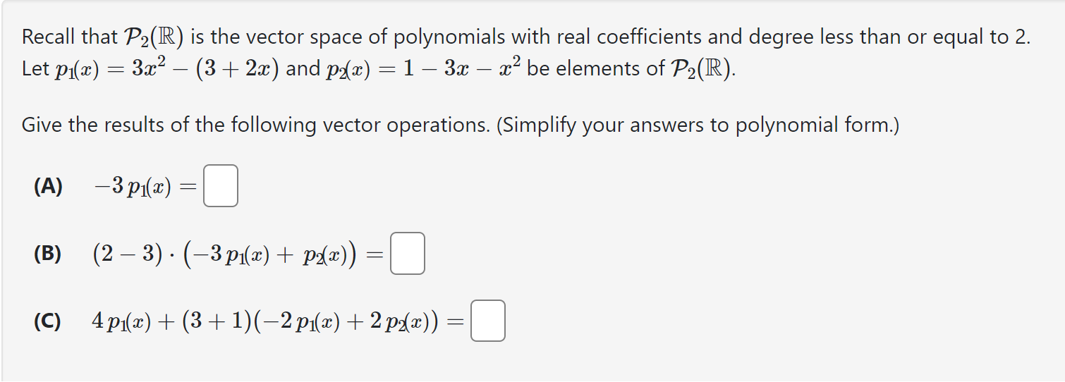 Solved Recall that P2(R) is the vector space of polynomials | Chegg.com
