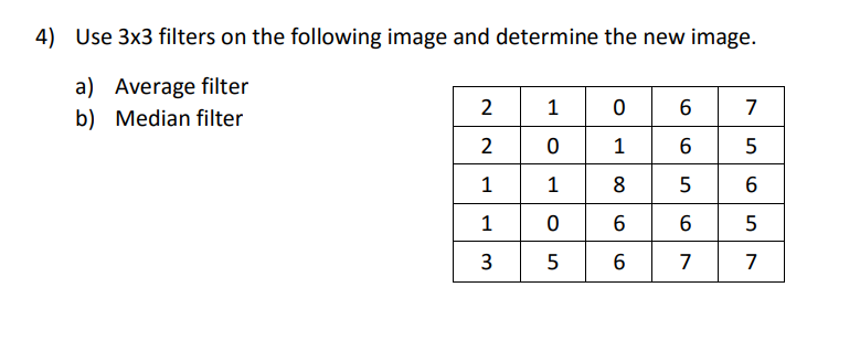 Solved 4) Use 3x3 filters on the following image and | Chegg.com
