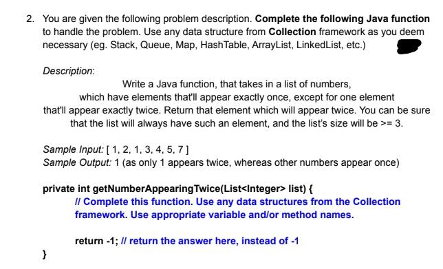 Solved 2. You are given the following problem description. | Chegg.com