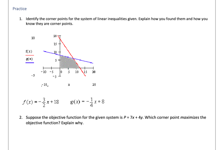 Solved 1. Identify the corner points for the system of | Chegg.com