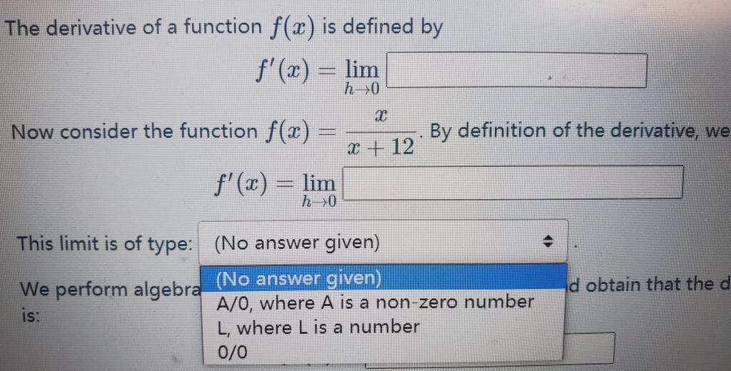 Solved The derivative of a function f(x) is defined by | Chegg.com