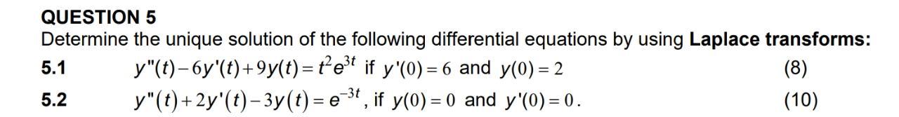 Solved QUESTION 5 Determine the unique solution of the | Chegg.com