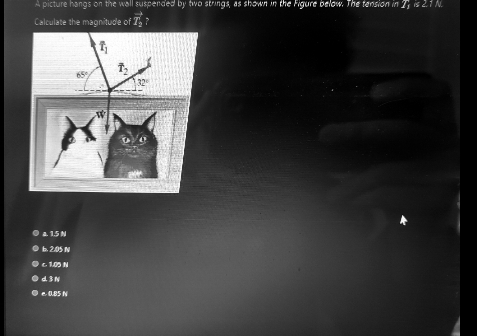 Solved A picture hangs on the wall suspended by two strings, | Chegg.com