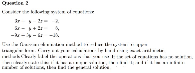 Solved Consider the following system of equations: | Chegg.com