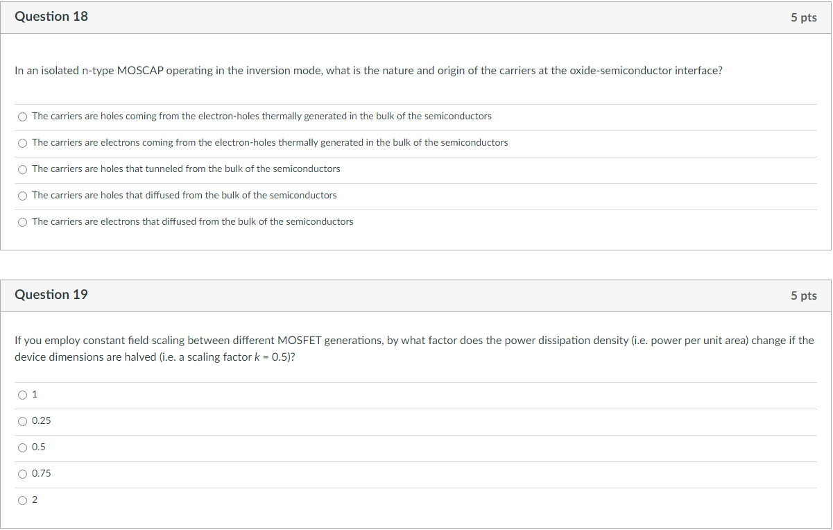 Solved Question 18 In an isolated n-type MOSCAP operating in | Chegg.com