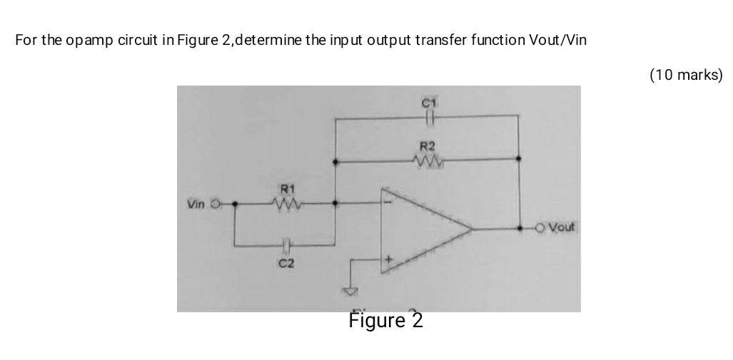 Solved For the opamp circuit in Figure 2, determine the inp | Chegg.com