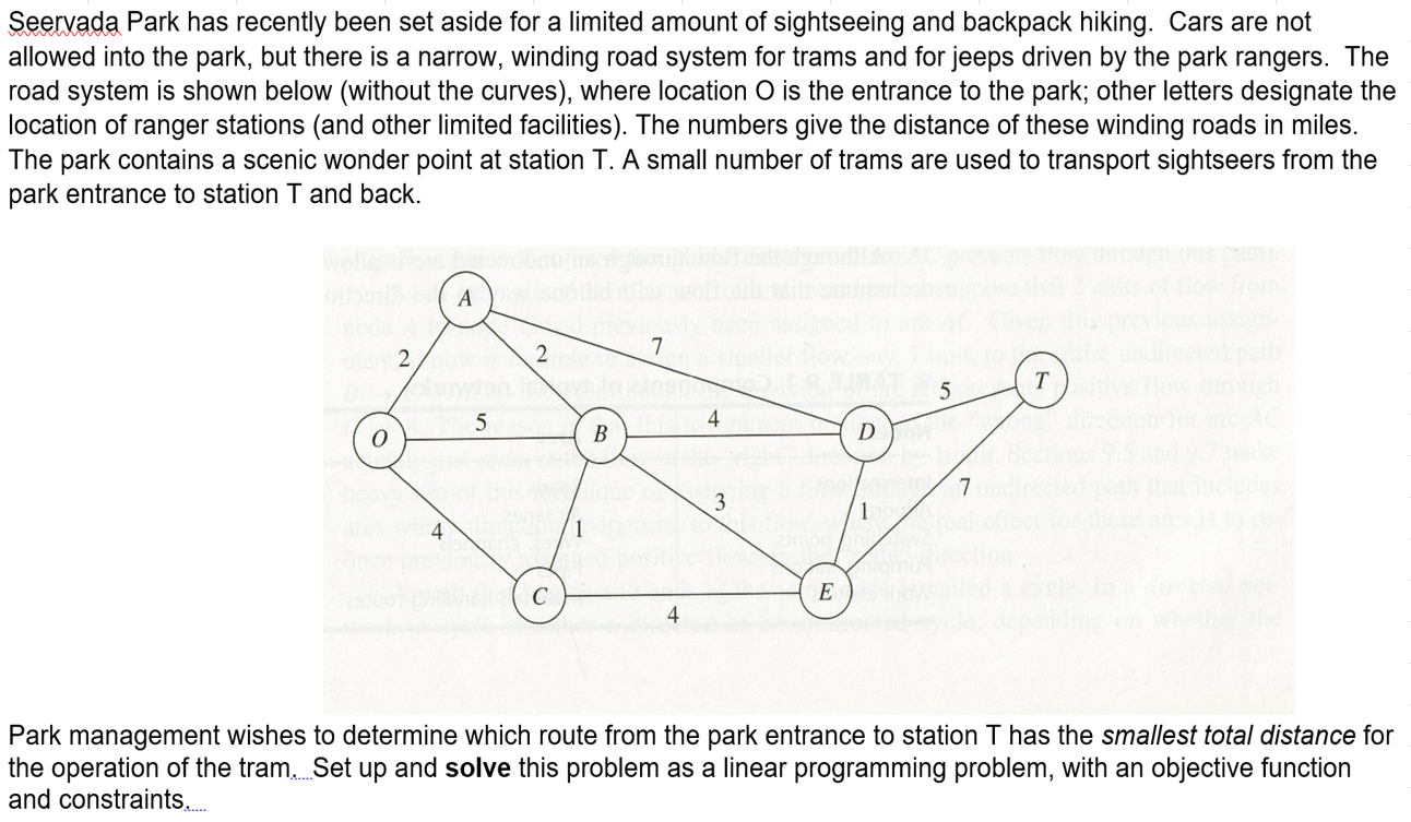 Solved Seervada Park has recently been set aside for a | Chegg.com