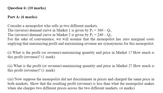 Consider a monopolist who sells in two different | Chegg.com