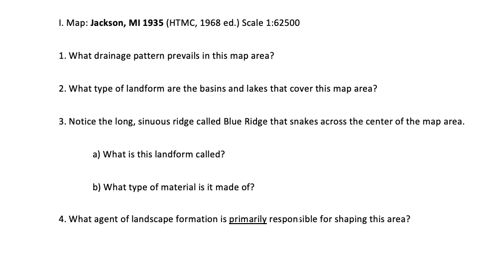 Solved I. Map: Jackson, MI 1935 (HTMC, 1968 ed.) Scale | Chegg.com