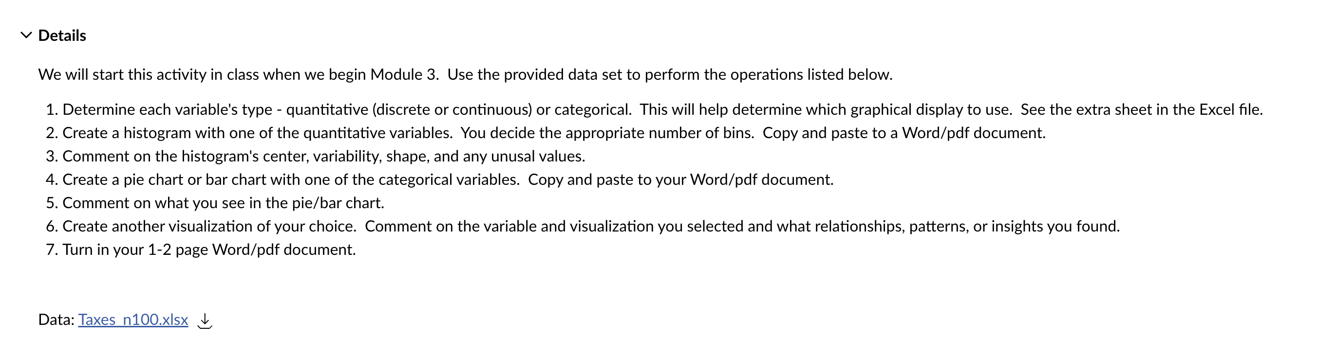 V Details We will start this activity in class when | Chegg.com