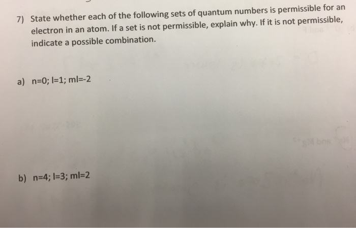 Solved State whether each of the following sets of quantum | Chegg.com