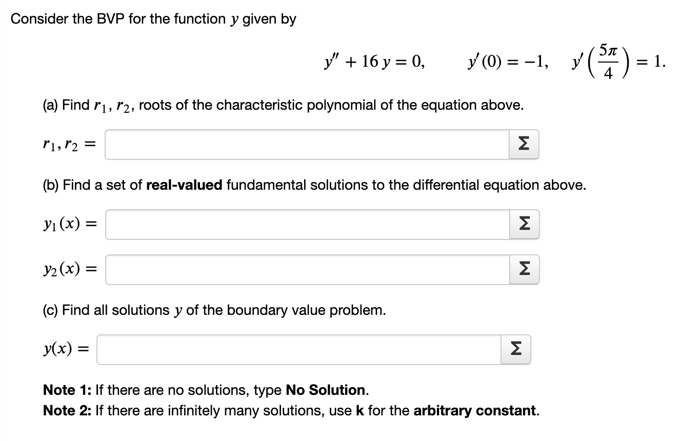 Solved Consider the BVP for the function y given by | Chegg.com